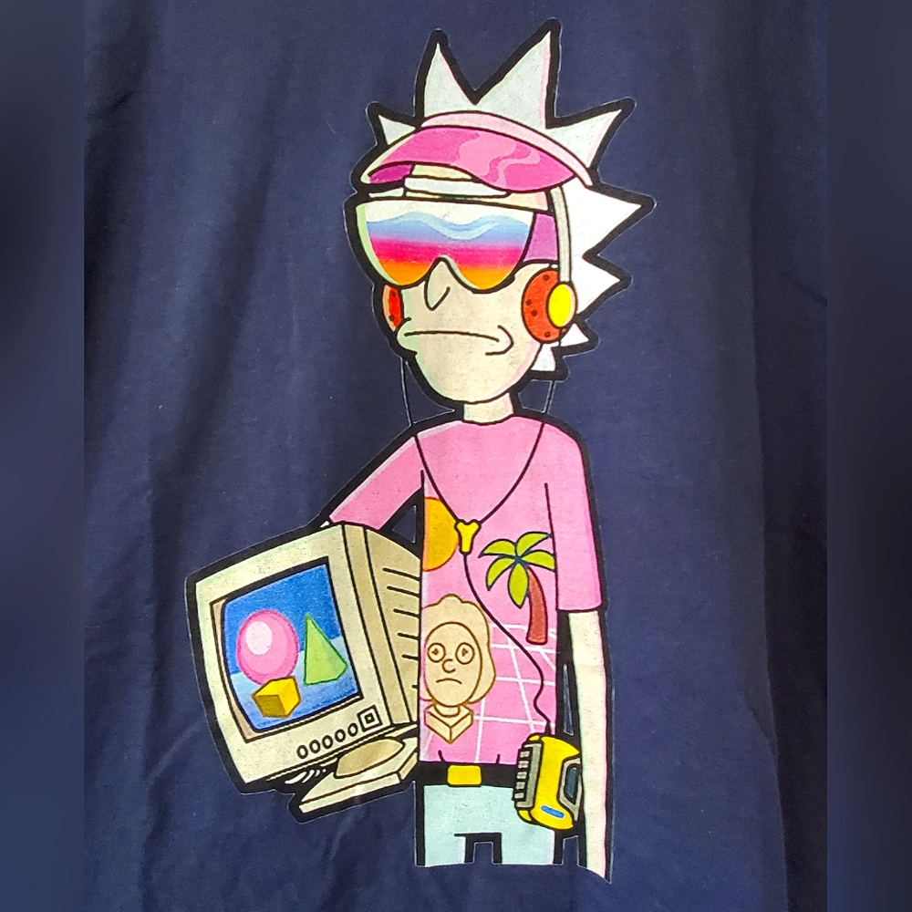 Rick And Morty Retro 90s Nostalgia Custom Tshirt Navy… - Gem